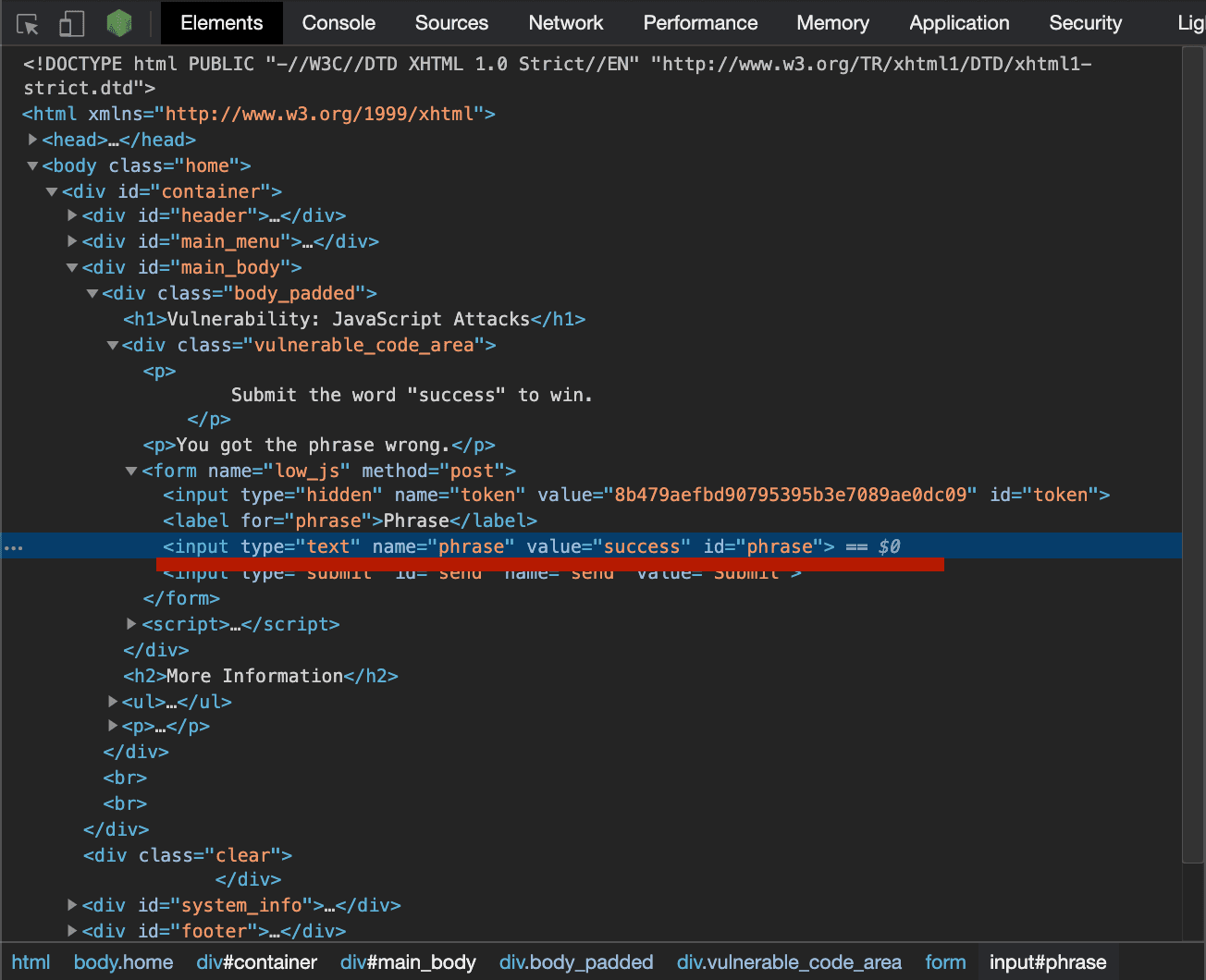 DVWA Javascript Attacks | AOFIEE.DEV