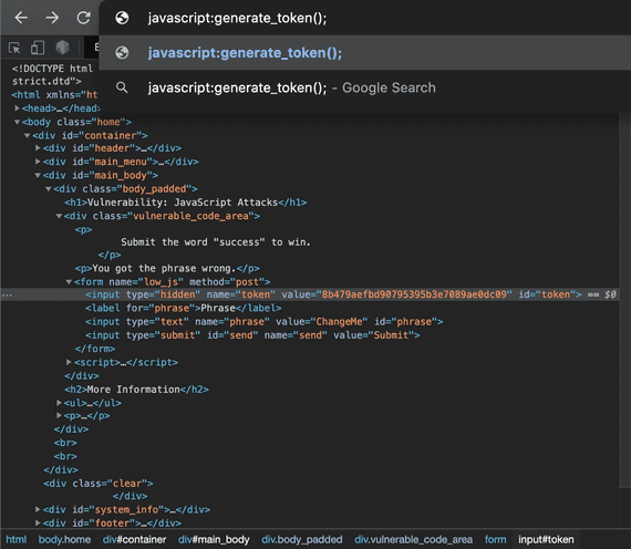 DVWA Javascript Attacks | AOFIEE.DEV