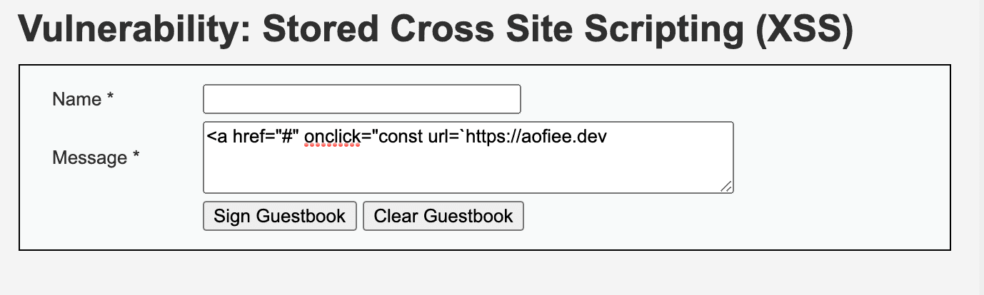 Stored Cross Site Scripting (XSS) | AOFIEE.DEV